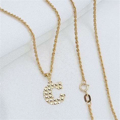 18k Pure Gold Letter C Necklace
