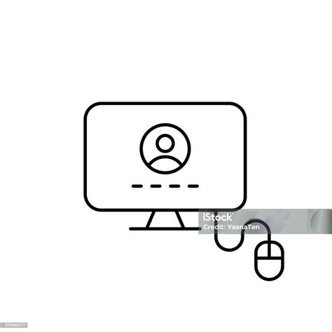 로그인 필드와 마우스가 있는 컴퓨터 모니터 안전한 사용자 계정 입력 완벽한 픽셀 편집 가능한 획 아이콘 0명에 대한 스톡 벡터 아트 및 기타 이미지 Istock