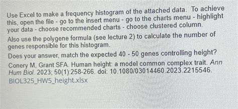 Use Excel To Make A Frequency Histogram Of The Chegg Com
