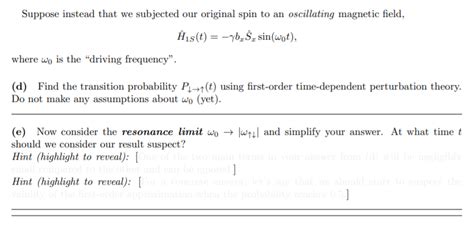 Problem 9 2 Time Dependent Perturbation Of A