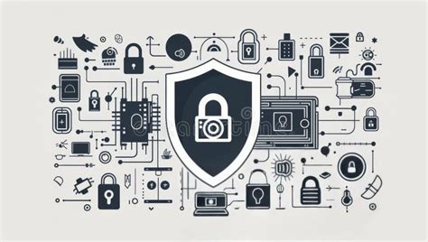 Cybersecurity Shield Protecting Connected Devices And Data In Modern Network Stock Image Image