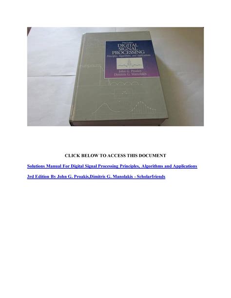 Solutions Manual For Digital Signal Processing Principles Algorithms And Applications 3rd
