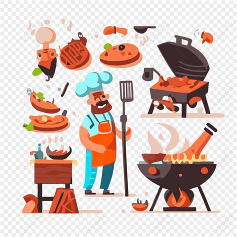 바베큐 파티 벡터만화클립 아트상표 Png 일러스트 무료 다운로드 Lovepik