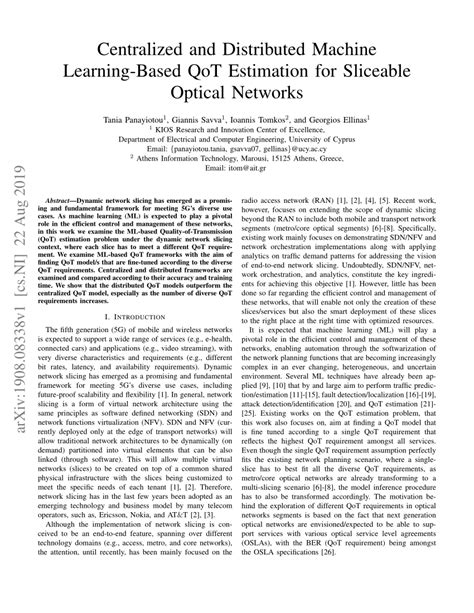 Pdf Centralized And Distributed Machine Learning Based Qot Estimation For Sliceable Optical