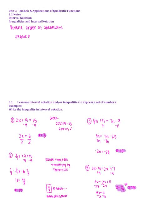3 1 Interval Notation Notes Pdf Mathematics Mathematical Analysis
