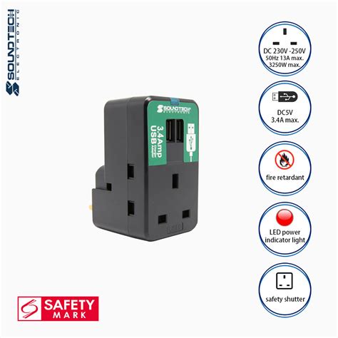 4 Way Extension Socket With Usb A C Soundteoh