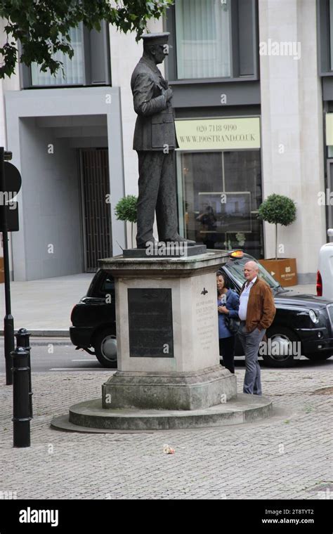 London Statue Of Air Chief Marshall Lord Dowding London England Uk