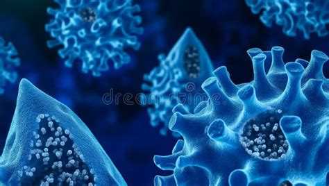 Microscopic Virus Cell Infection 3d Render High Quality Image Stock