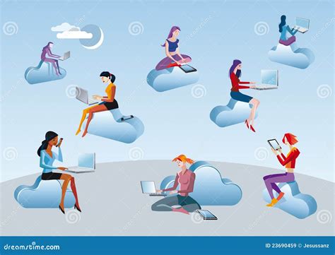 Social Pc Clouding Icon Set Cartoon Style 99866799