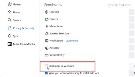 how to disable the firefox pop up blocker