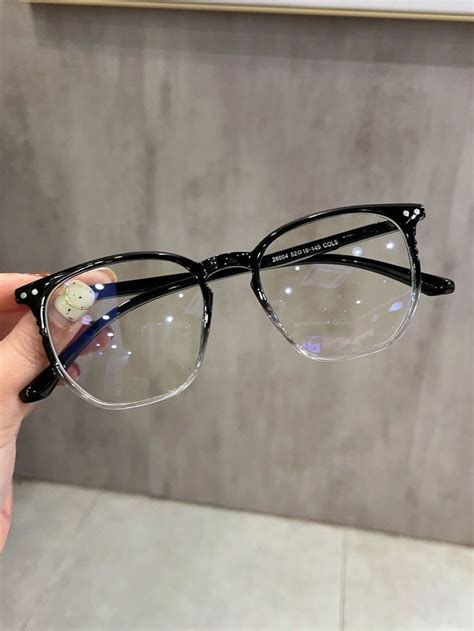 1pair Women Rivet Decor Geometric Frame Casual Eyeglasses For Daily