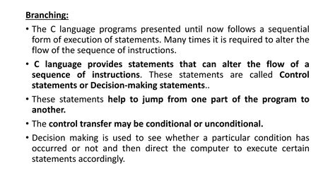 Unit Ii Chapter 2 Decision Making And Branching In C PPT
