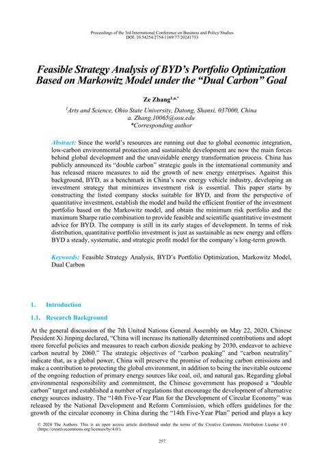Pdf Feasible Strategy Analysis Of Byds Portfolio Optimization Based On Markowitz Model Under