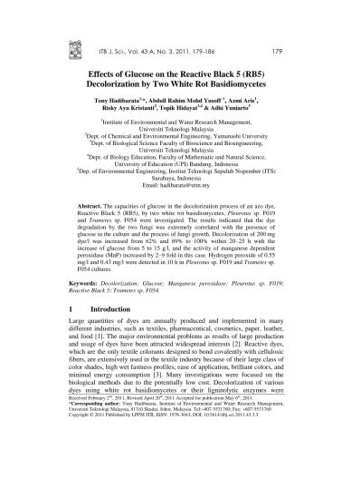 View Of Effects Of Glucose On The Reactive Black 5 Rb5 Decolorization