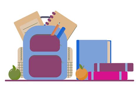 카피북 연필 통치자 책이 담긴 학교 가방 초등학교 개념을위한 학교 필수품으로 돌아갑니다 플랫 일러스트레이션 0명에 대한 스톡 벡터 아트 및 기타 이미지 Istock