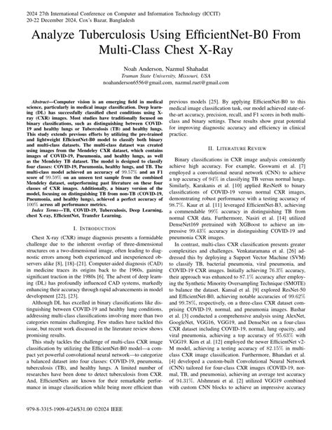 Pdf Analyze Tuberculosis Using Efficientnet B0 From Multi Class Chest
