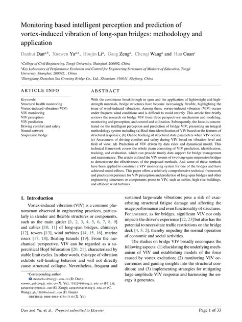 Pdf Monitoring Based Intelligent Perception And Prediction Of Vortex Induced Vibration Of Long