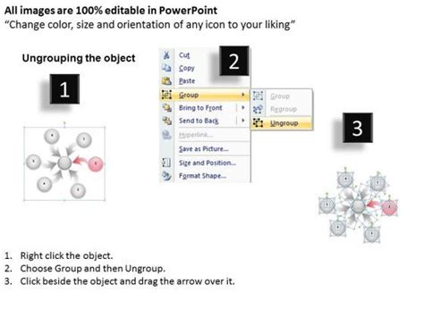 6 Steps Converging Arrows To Center Point Cycle Diagram Powerpoint Templates