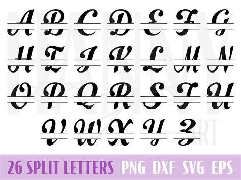 Split Monogram Svg Split Letters Split Monogram Alphabet 26 Letters Vector Files For Cricut