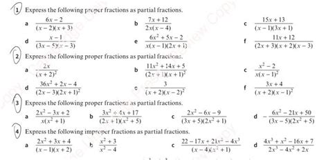 solved 1 express the following proper fractions as partial