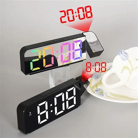 Usb Powered Digital Projection Alarm Clock Night Mode Power Off Memory