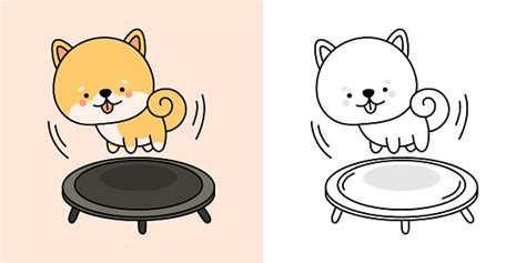 색칠 페이지와 여러 가지 색칠을위한 시바 개 클립 아트 사랑스러운 클립 아트 시바 이누 선수 색칠 공부를위한 카와이 시바 이누 강아지의 벡터 일러스트레이션 옷 인쇄 스티커