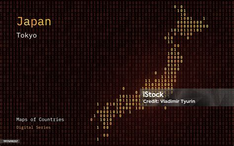 Japan Map Shown In Binary Code Pattern Tsmc Blue Matrix Numbers Zero