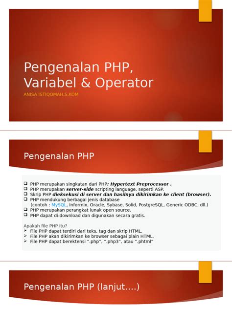 01 Pengenalan Php Variabel Operator Pdf