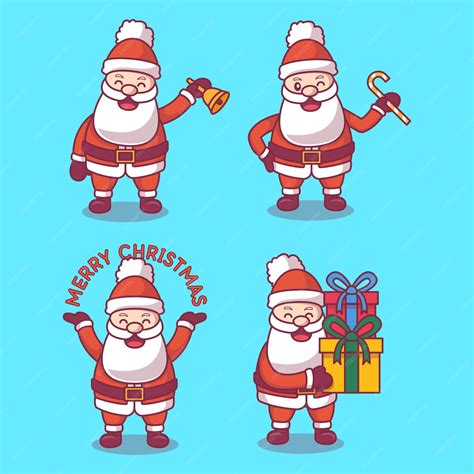 Premium Vector Cute Santa Claus Christmas Vector Illustration Set