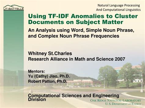 Ppt Using Tf Idf Anomalies To Cluster Documents On Subject Matter