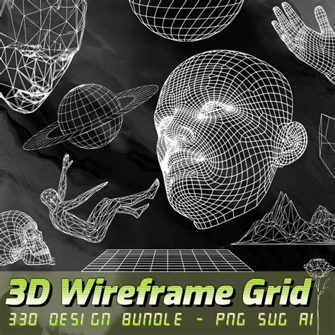 300 Wireframe Grid 3d Bundle Futuristic Design For Gamer Modern Element For App Interface