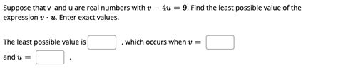 Solved Suppose That V And U Are Real Numbers With V U Chegg Com