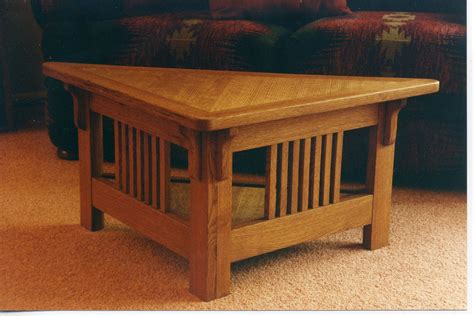 Mission Style Triangular Coffee Table In Quartersawn White Oak