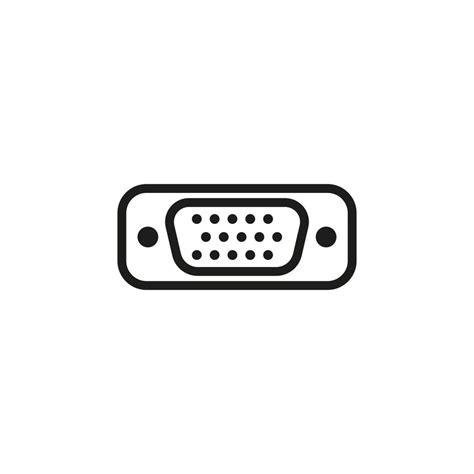 Vga Outline Icon Isolated Line Vector Illustration From Electrian Connections Collection