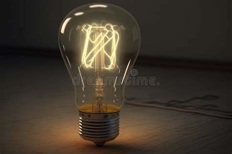 A Minimalist 3d Rendering Of A Filament Lightbulb Generative Ai Stock Illustration