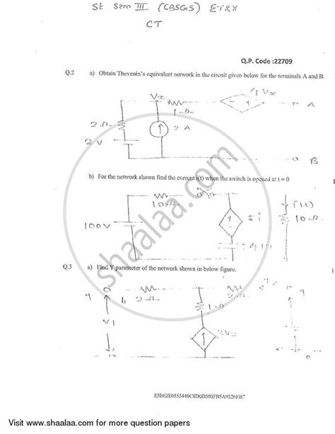 Circuit Theory 2017 2018 Be Electronics Engineering Semester 3 Se