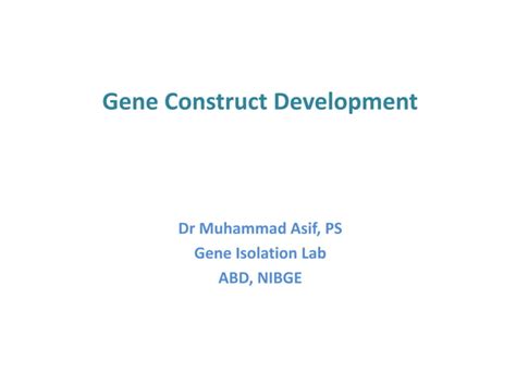 Gene Construct Development Asif 6 17 6 22 Pdf Genetics Science