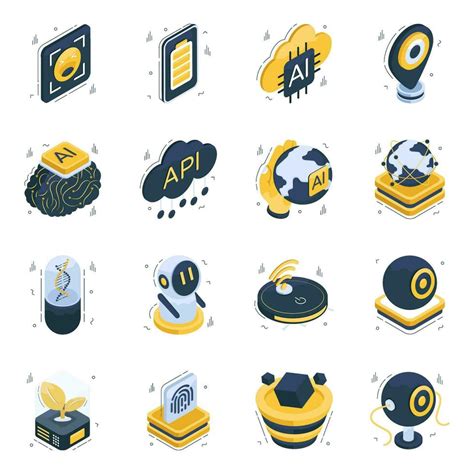 Pack Of Ai Isometric Icons 36886731 Vector Art At Vecteezy