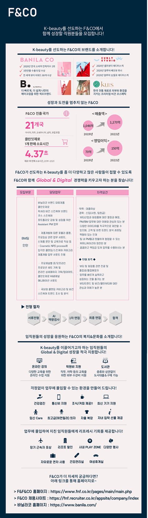 에프앤코 채용공고 Bm팀 인턴 모집 2022년 채용