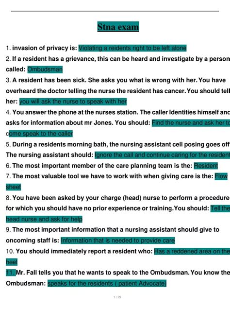 Stna Practice Test Exam 2025 With 100 Correct Answers Stna Stuvia Us