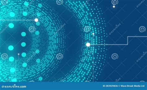 Animation Of Dots Forming Lines Over Circular Tunnel Against Blue