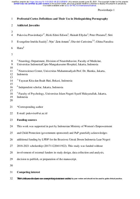 Pdf Prefrontal Cortex Definitions And Their Use In Distinguishing Pornography Addicted Juveniles