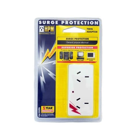 Hpm 2 Way Outlet 4500a 117j Surge Protector Double Twin Adaptor Adapter White Big W