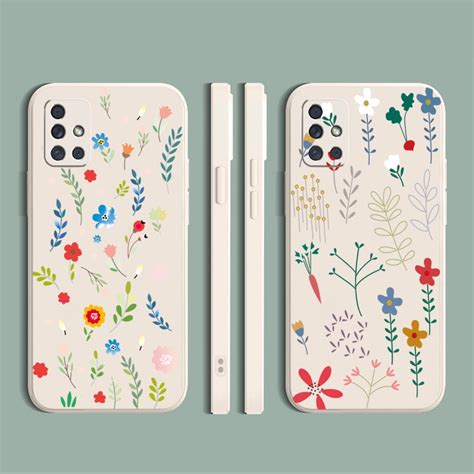 Capa De Celular Flex Vel De Silicone Feminina Com Flores Quadradas Para Samsung Galaxy A A