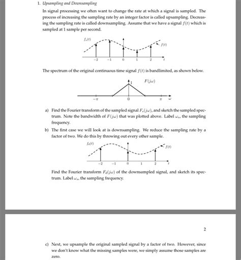 Solved 1 Upsampling And Downsampling In Signal Processing