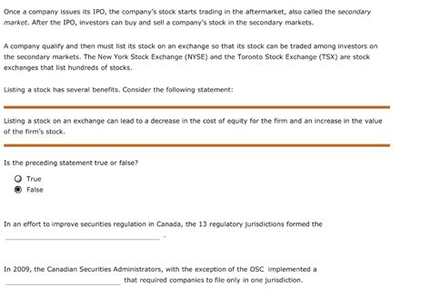 Solved Once A Company Issues Its Ipo The Companys Stock