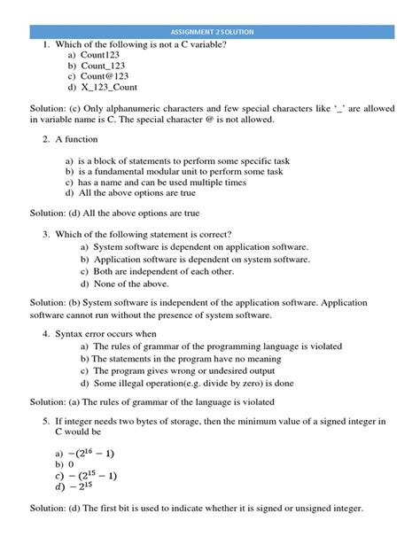 C Language Mutiple Choice Questions Pdf Reserved Word C Programming Language