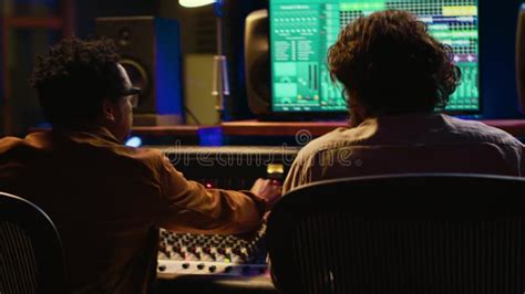 Audio Expert And Musician Mixing And Mastering Tracks On Control Room Console Stock Video