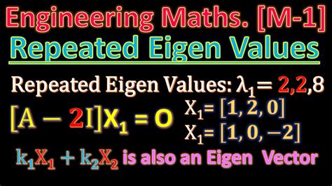 How To Find Eigen Vectors When The Eigen Values Are Repeated Eigen Values And Eigen Vectors
