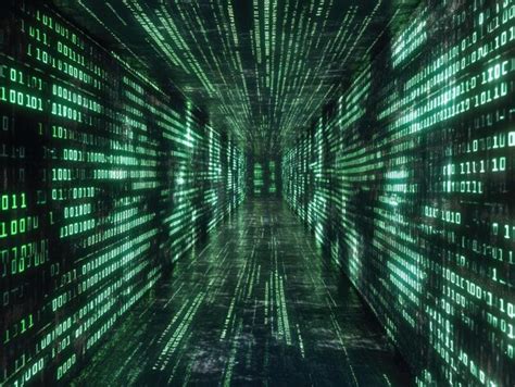 Futuristic Digital Matrix With Binary Code Streaming In Green Hues Premium AI Generated Image